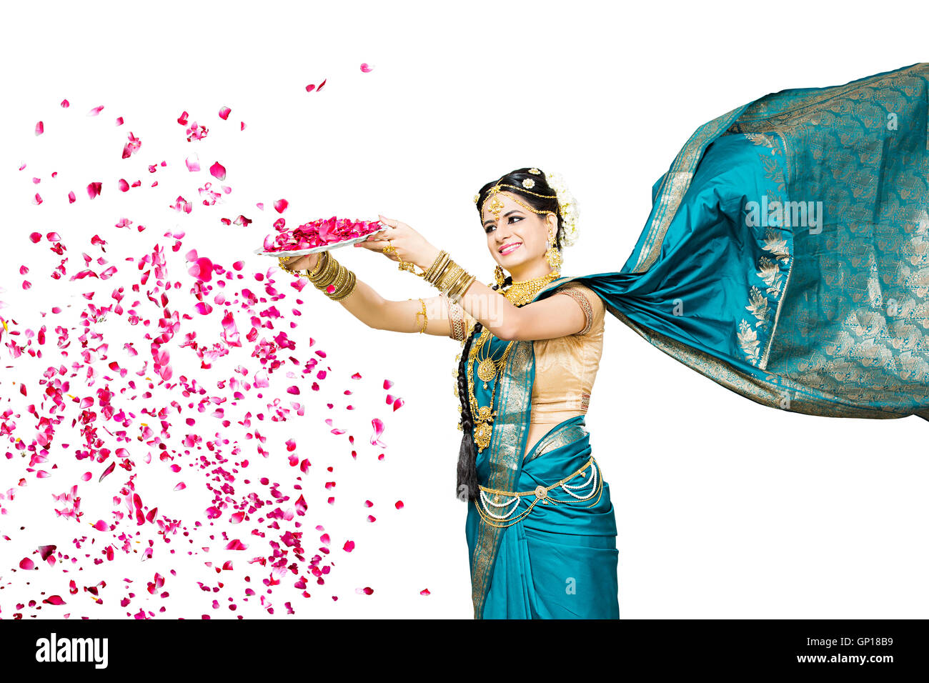 1 Beautiful Adult Bride Tamil Woman diwali Festival standing holding ...
