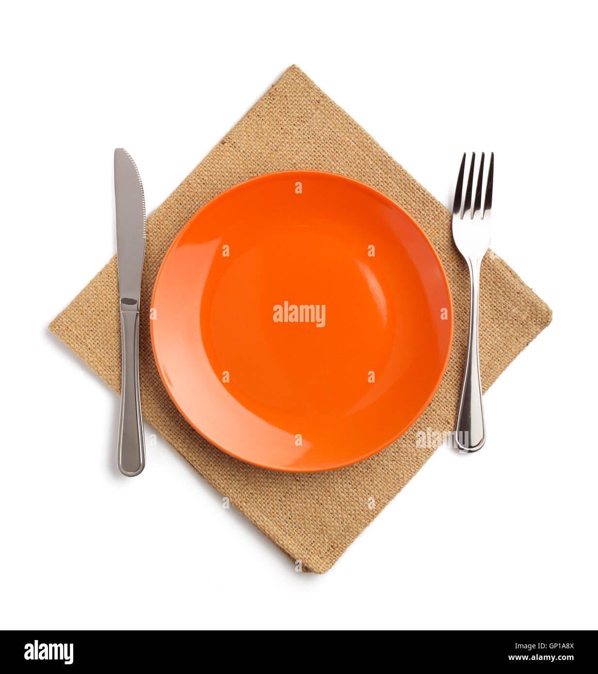 cloth napkin and plate isolated on white background Stock Photo - Alamy