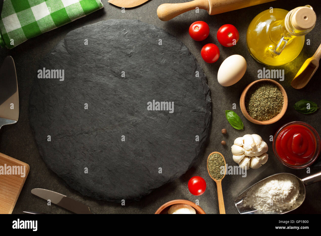 spice and herbs ingredients at table Stock Photo - Alamy