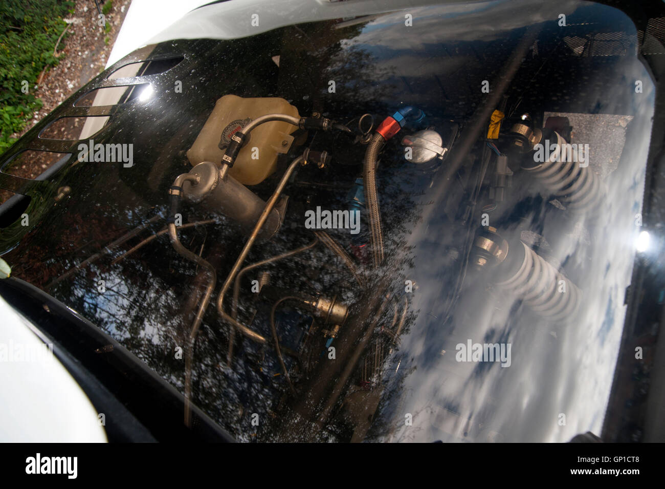 Ford RS200 Group B rally car, mid engine under clear cover Stock Photo ...