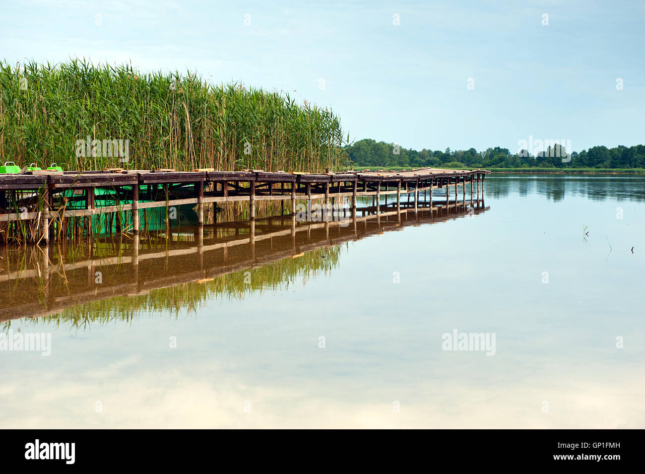 wooden bridge over lake Stock Photo - Alamy