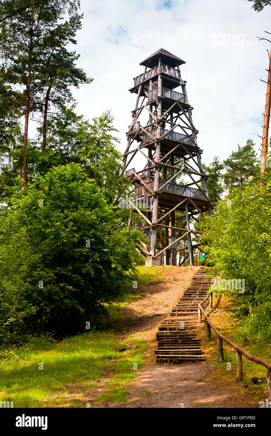 wooden watchtower in forest Stock Photo - Alamy