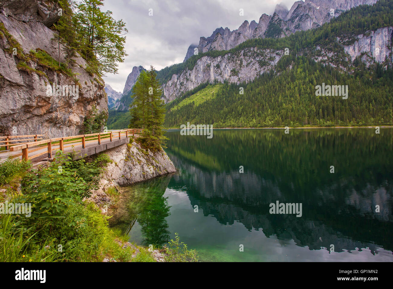 Beautiful mountain gosau lake and dachstein peaks hi-res stock ...