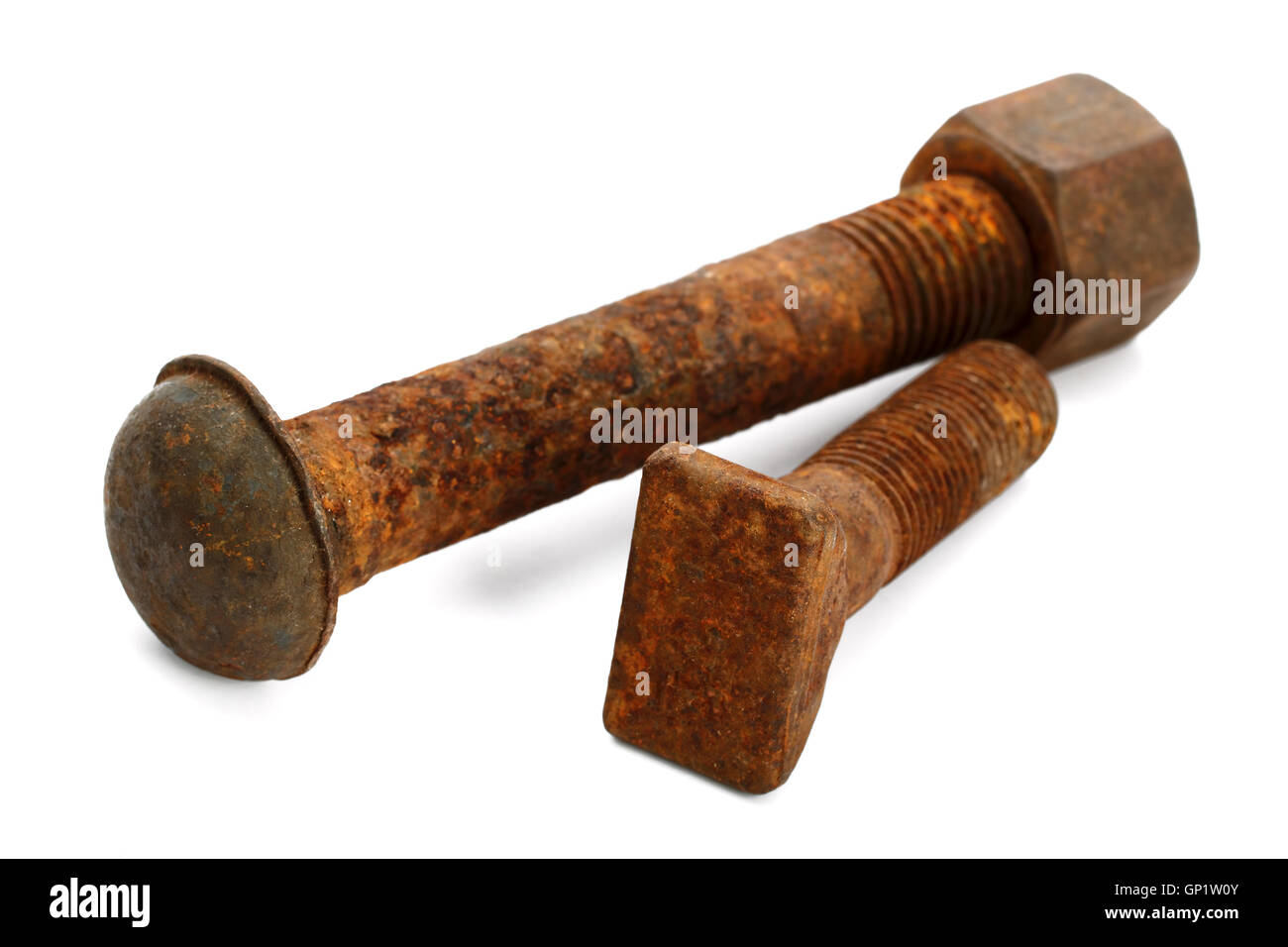 rusty bolts isolated on white background Stock Photo - Alamy
