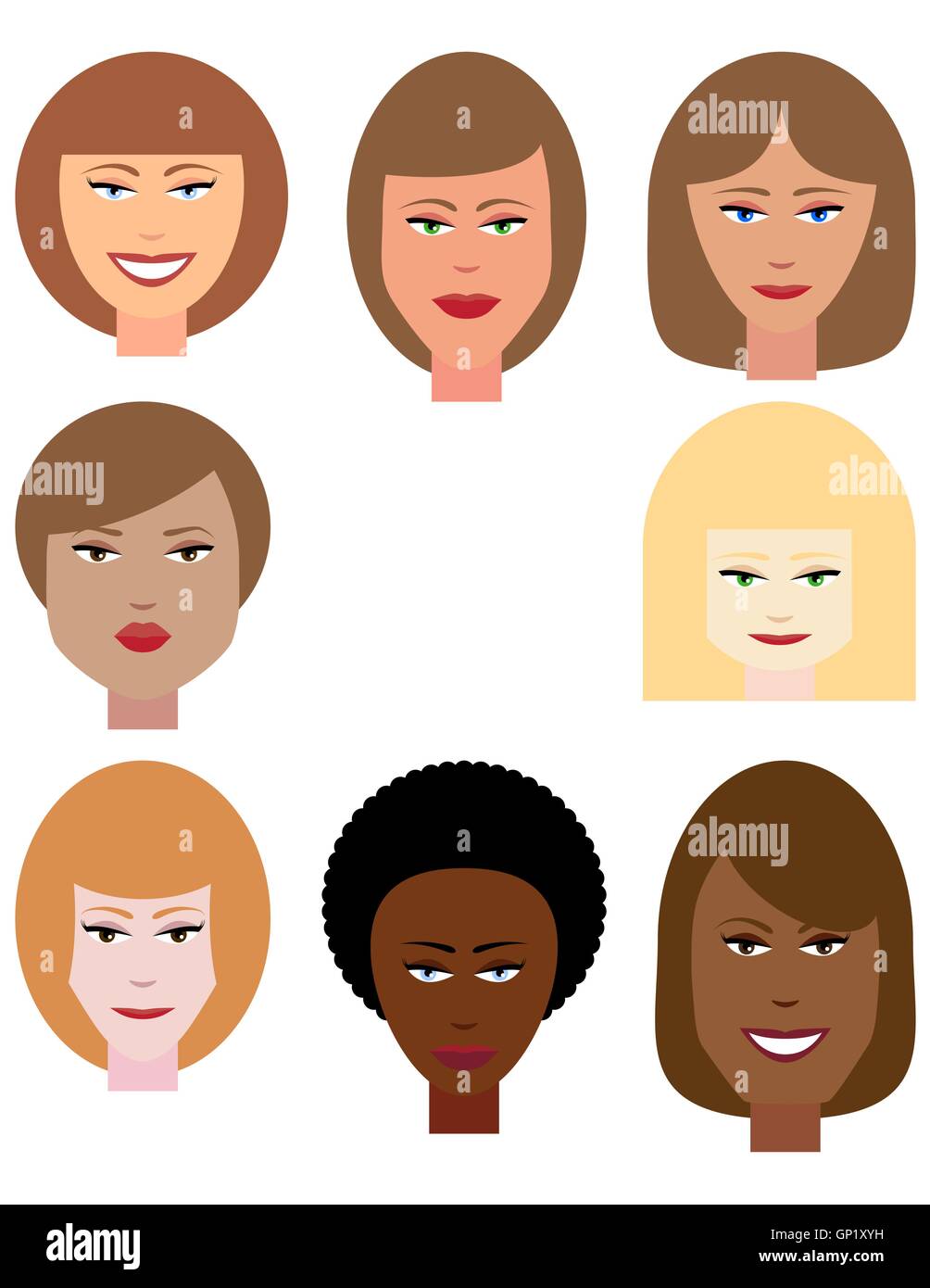 Set of Female Faces Stock Vector Image & Art - Alamy