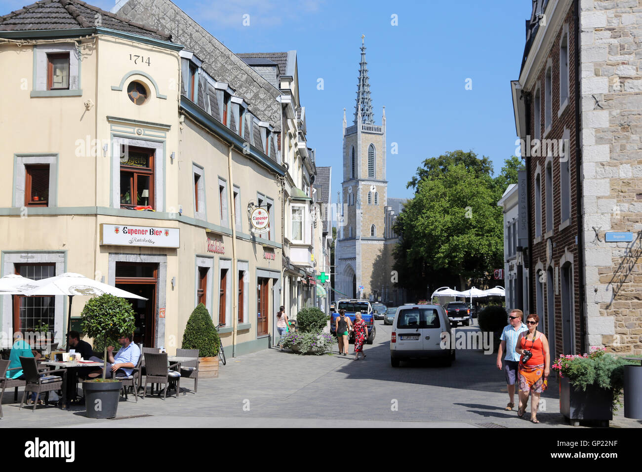 Old town of Eupen/Belgium with Protestant Peace-Church. Capital of the ...