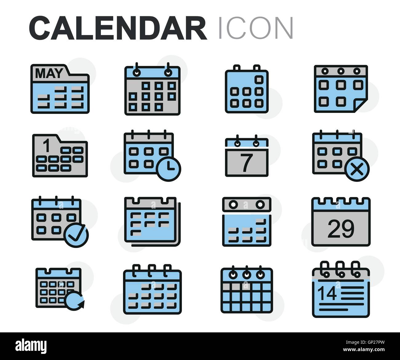 Vector flat line calendar icons set Stock Vector Image & Art - Alamy