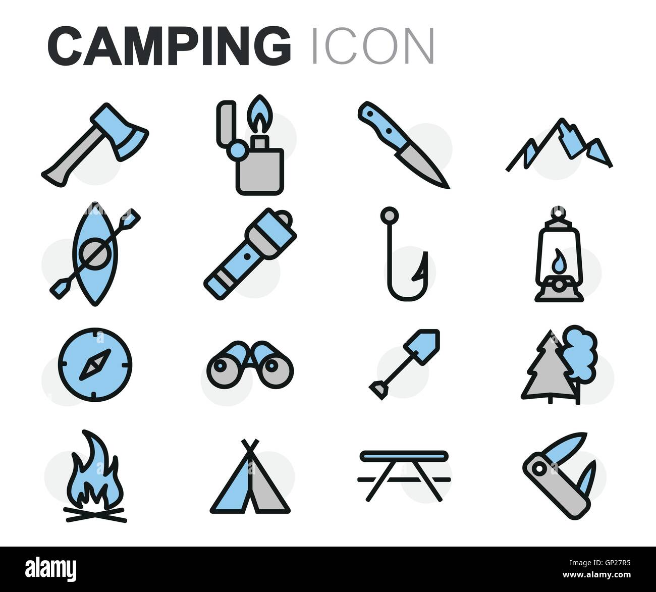 Campfire icon flat set Stock Vector Images - Alamy