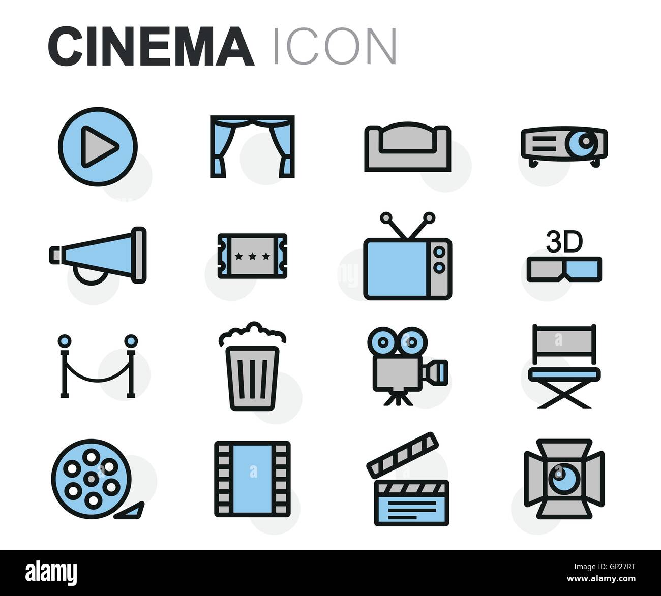Vector flat line cinema icons set Stock Vector Image & Art - Alamy
