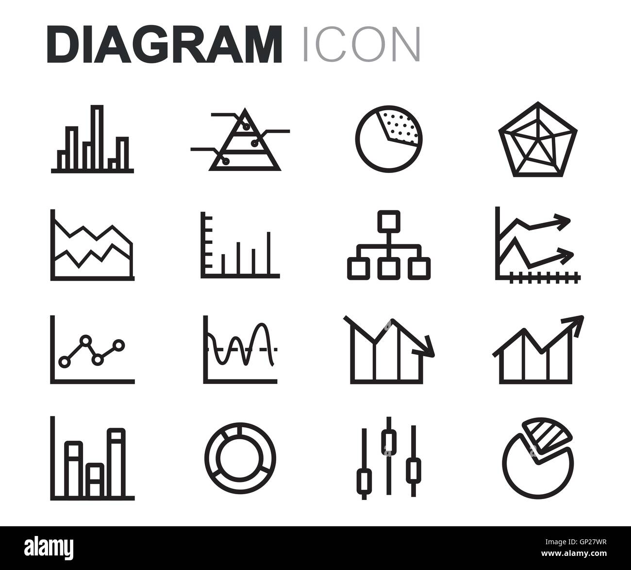 Vector black line diagram icons set Stock Vector Image & Art - Alamy