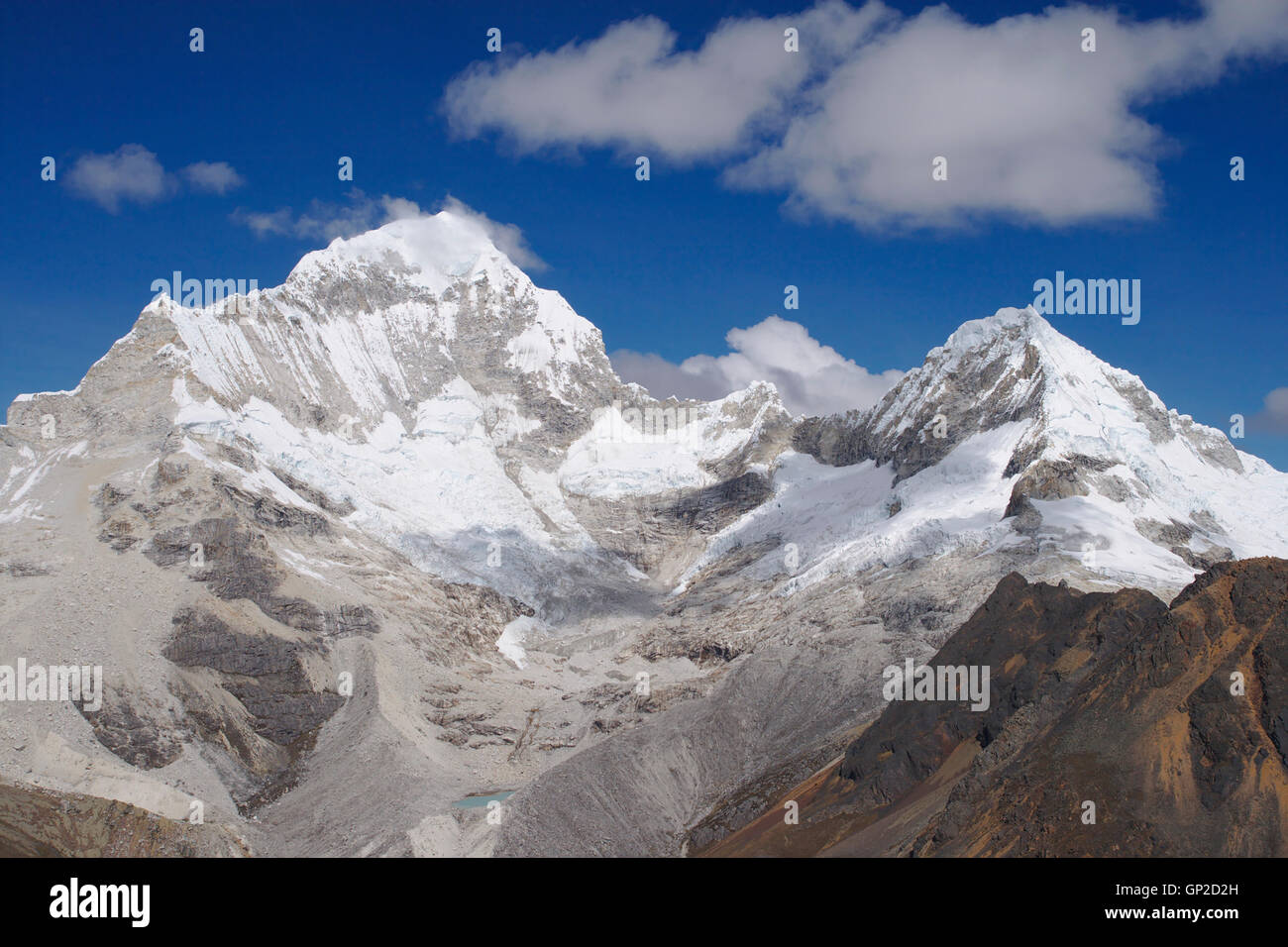 Nevado Santa Cruz (northeast face), Cordillera Blanca, Peru Stock Photo ...