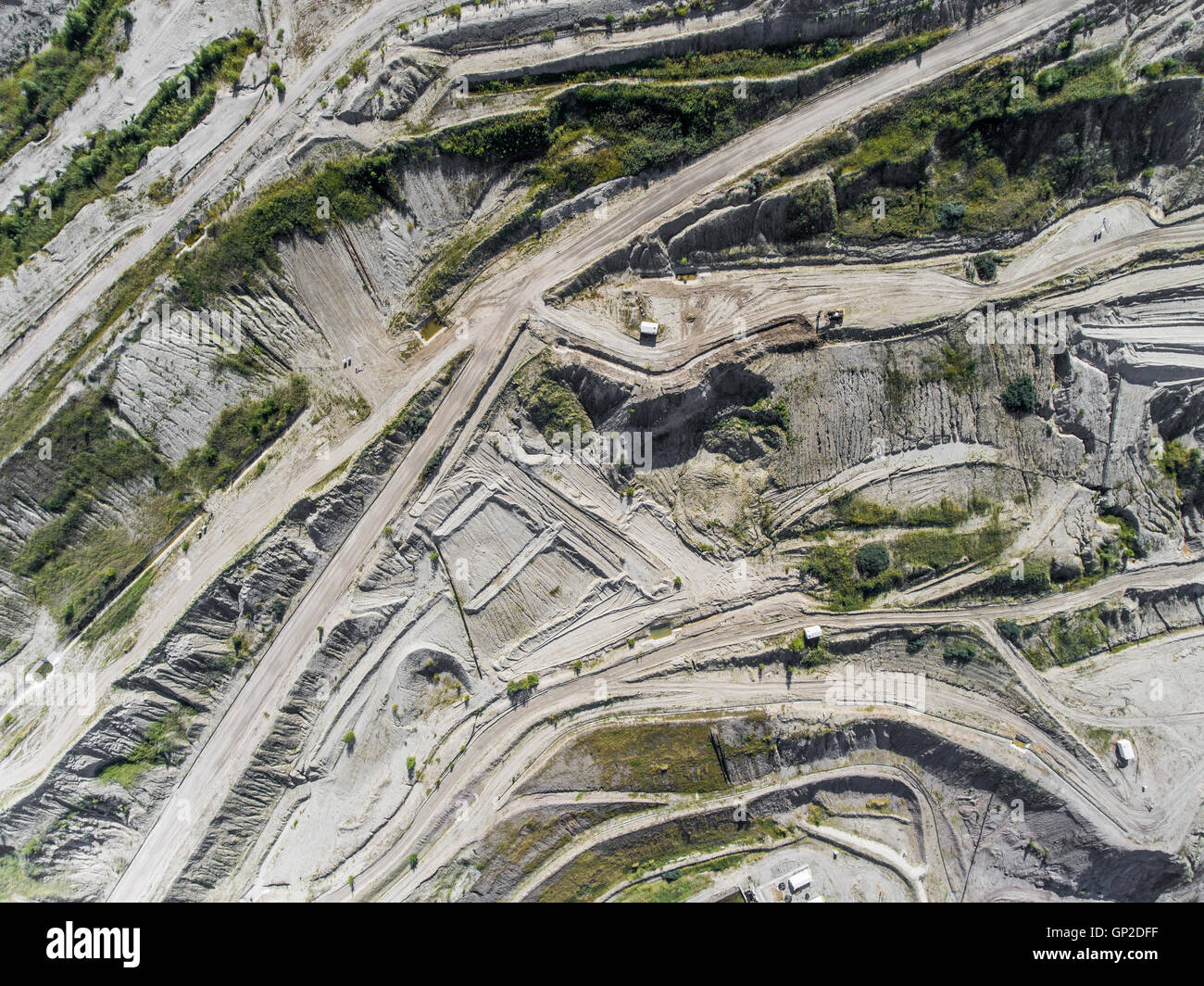 Surface coal mining in Poland. Destroyed land. View from above ...