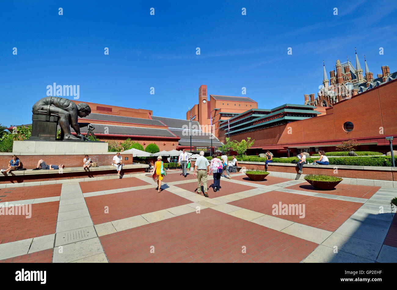 London, England, UK. British Library on Euston Road. Piazza. St Pancras ...