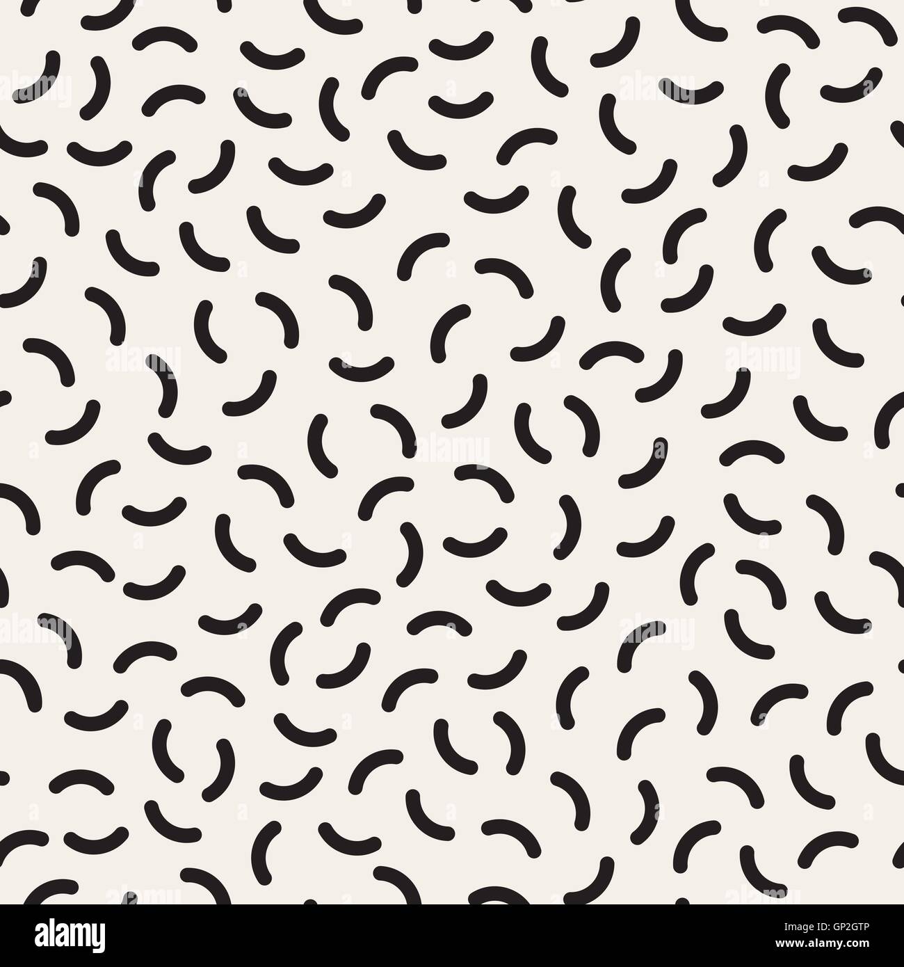 Vector Seamless Black and White Arc Lines Jumble Pattern Stock Vector ...
