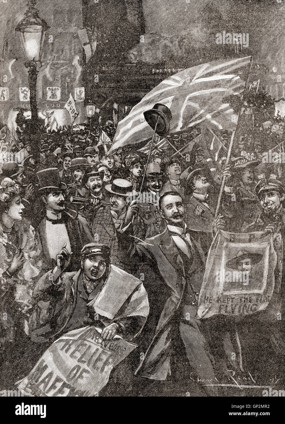 Crowds in London, England celebrating the Relief of Mafeking in 1900 ...
