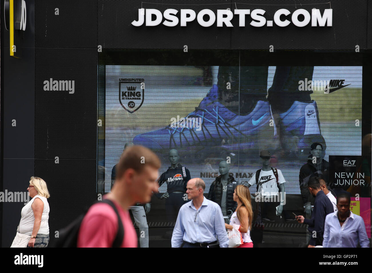UK, London : JD Sports is pictured on Oxford Street in Central London ...