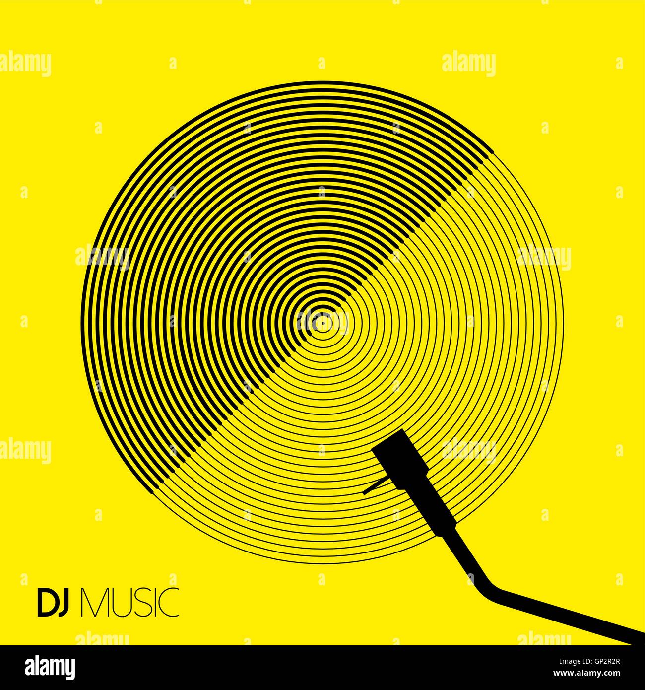 DJ music concept in geometric line art style with modern vinyl record ...