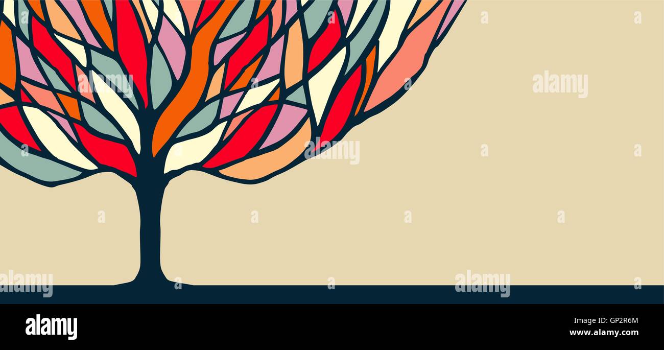 Abstract concept tree banner design with colorful branches, diversity ...