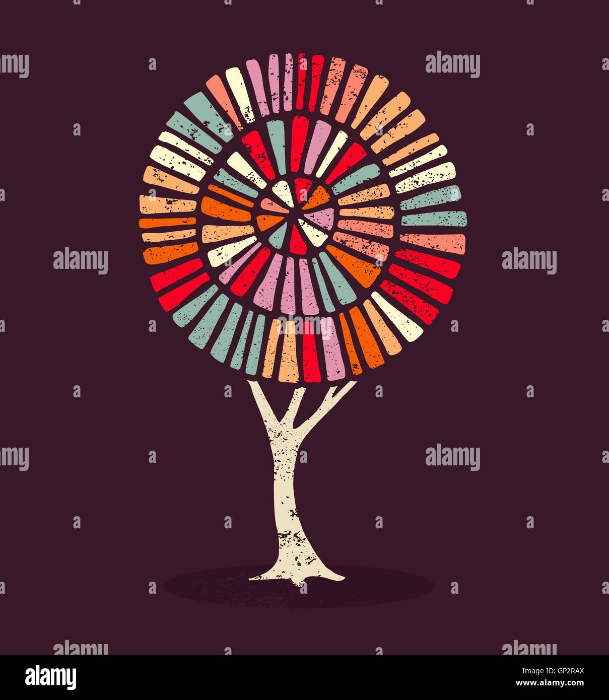 Concept tree illustration with colorful ethnic style decoration and ...