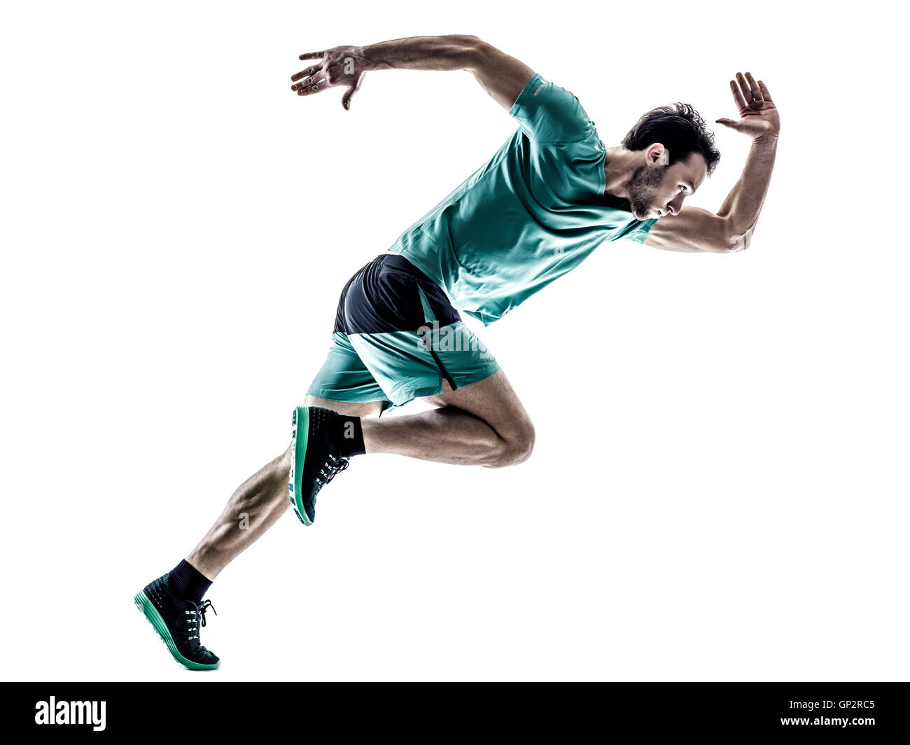 Running athlete track side view Cut Out Stock Images & Pictures - Alamy