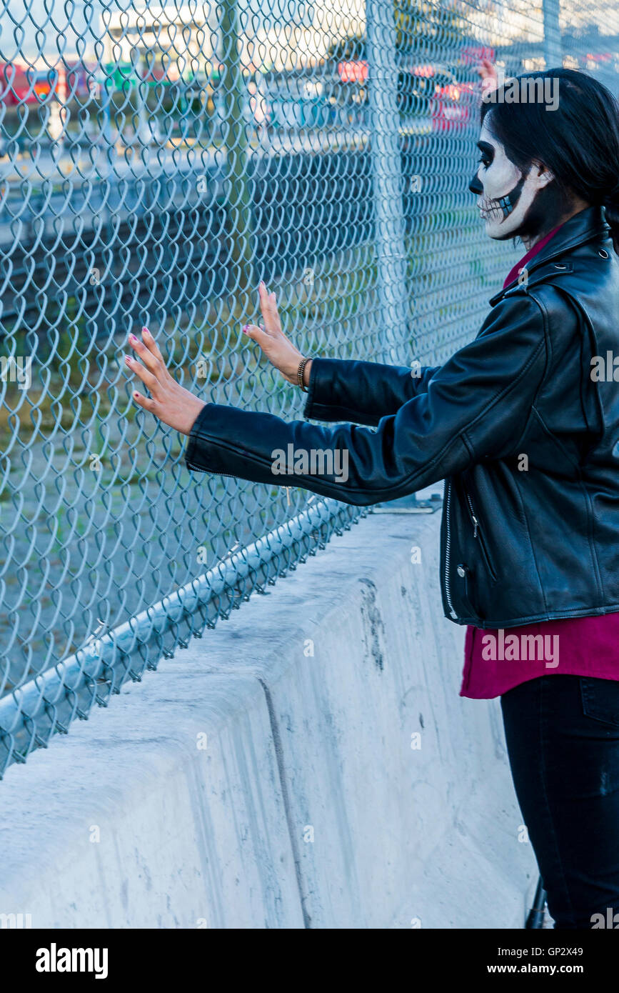 Zombie at fence Stock Photo - Alamy