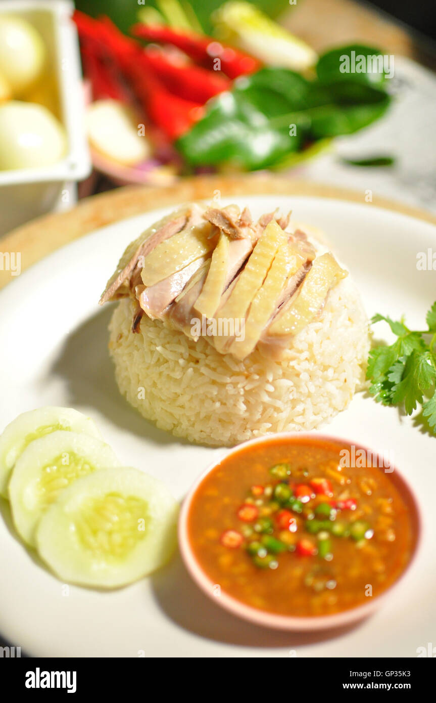 Asian style hainan chicken rice Stock Photo - Alamy