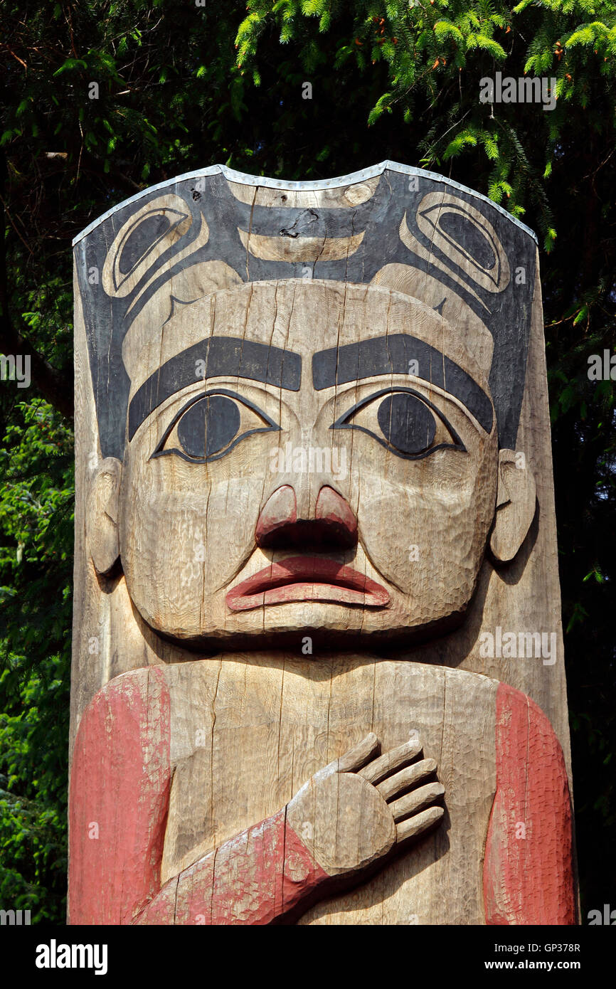 Tlingit Indian totem pole detail Sitka National Totem Park Sitka Alaska ...
