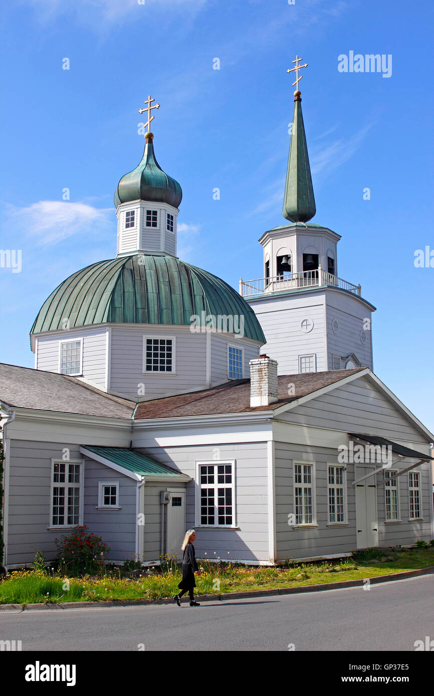 Dome and steeple cross St. Michael's Russian Orthodox Church Cathedral ...