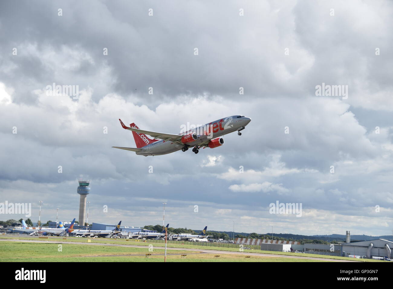 Jet2 taking off from East Midlands Airport Stock Photo - Alamy