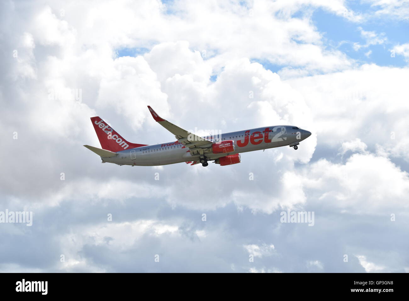 Jet2 taking off from East Midlands Airport Stock Photo - Alamy
