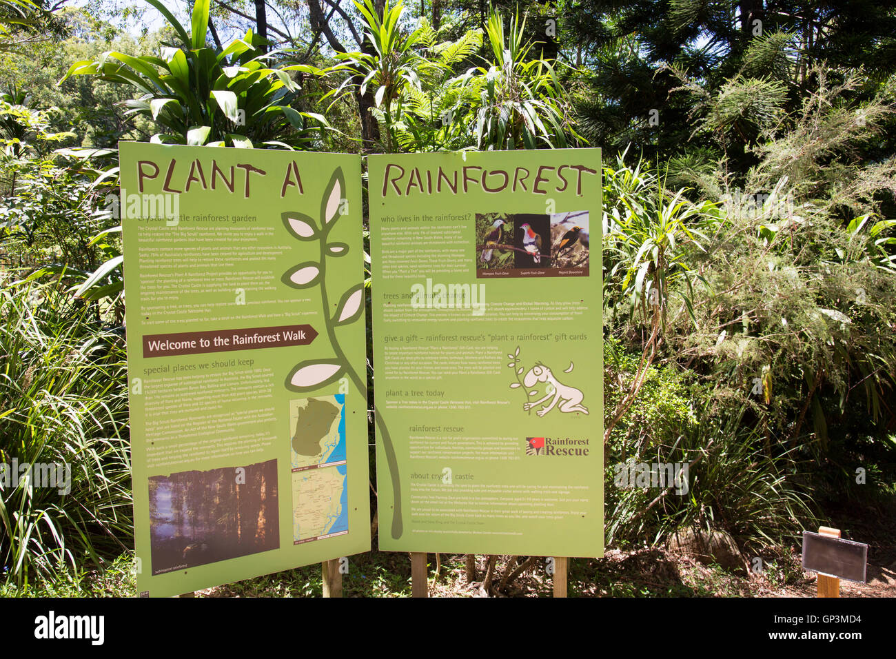 Plant a rainforest sign at Crystal Castle and Shambhala gardens in ...