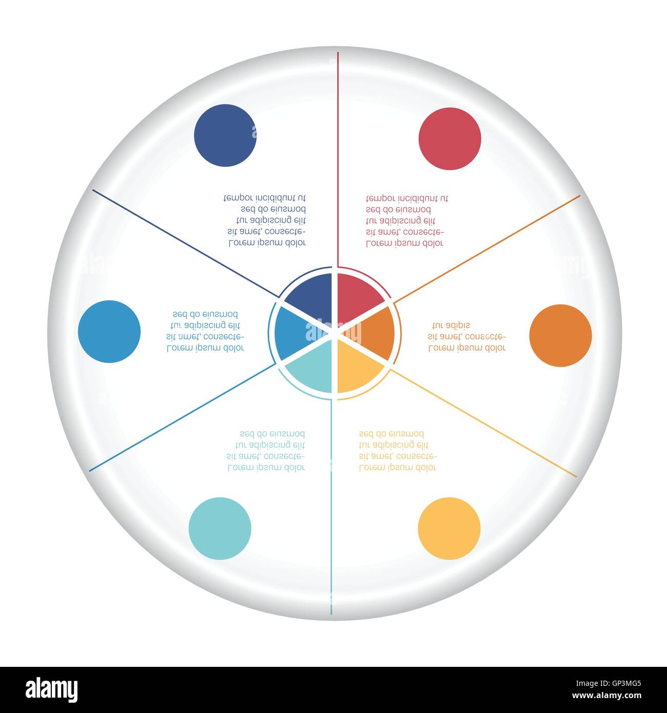 Pie chart diagram data 6 options for text area. Template infographic ...