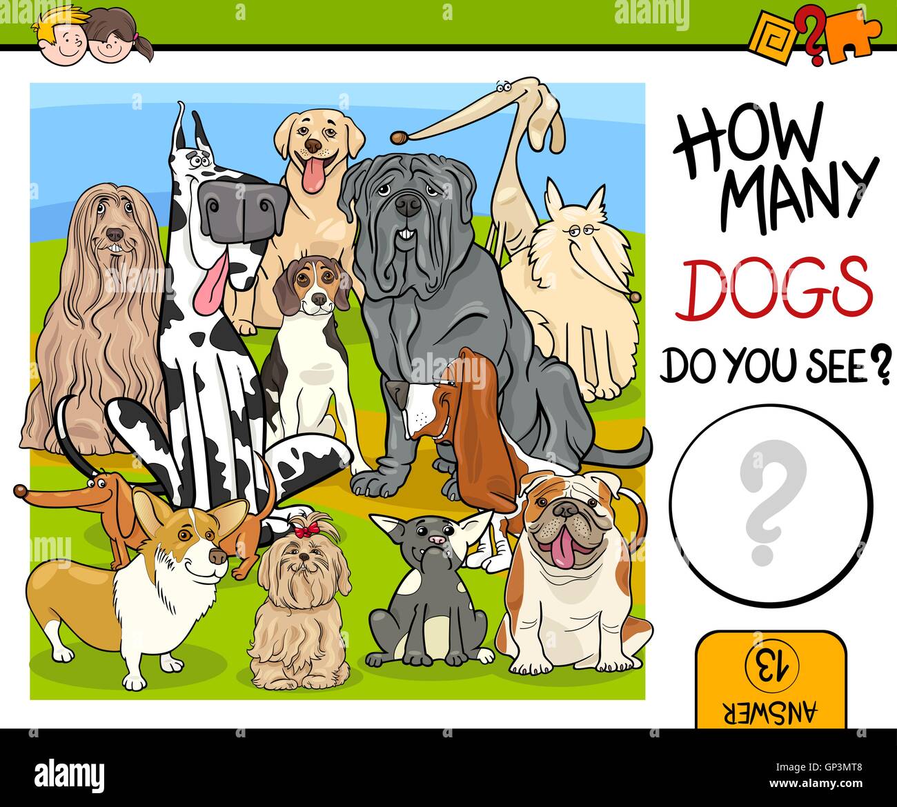 Cartoon Illustration of Educational Counting Task for Children with ...