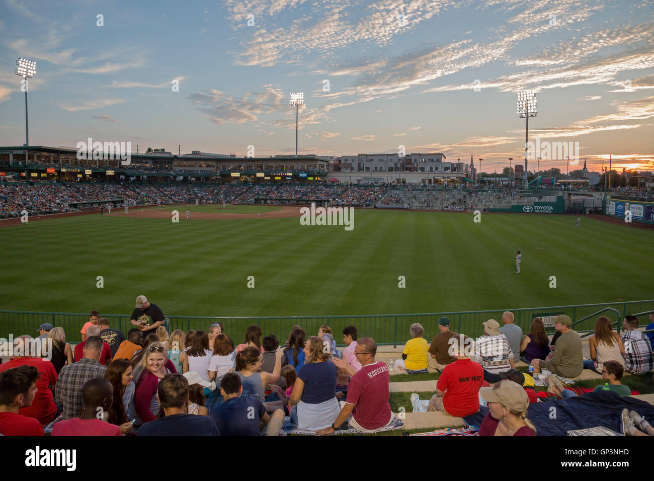 Fort Wayne, Indiana - Baseball fans watch a game from the outfield at ...