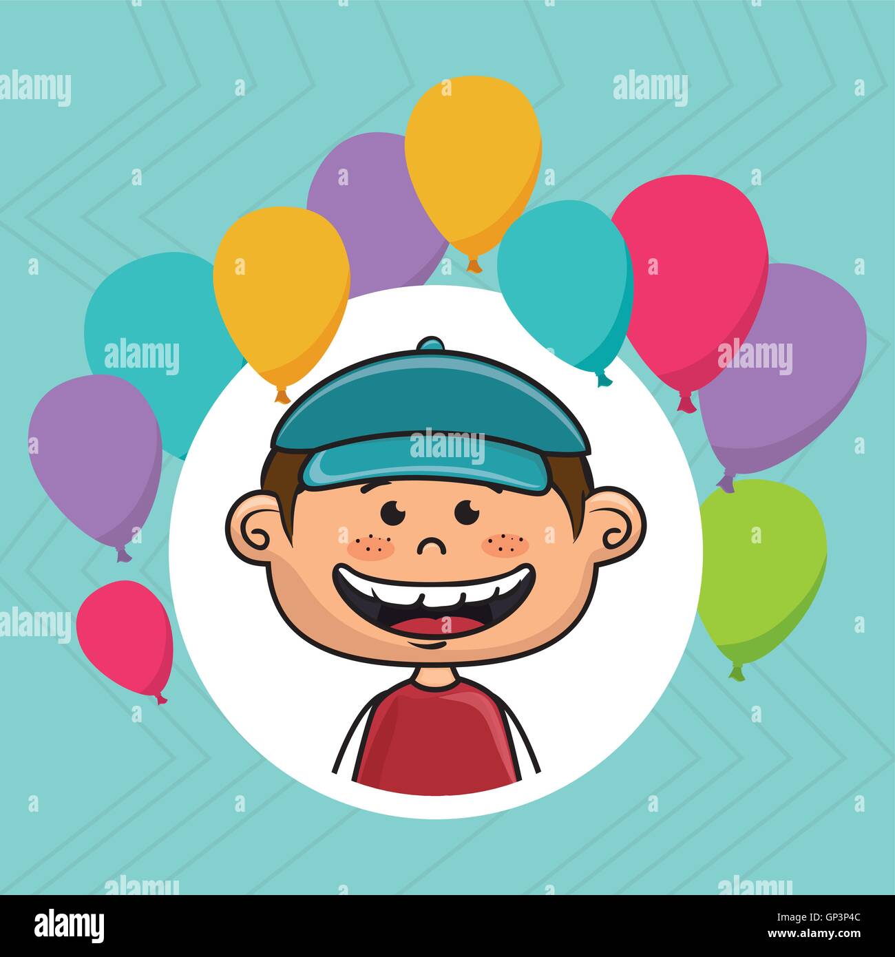 boy balloons party cartoon Stock Vector Image & Art - Alamy