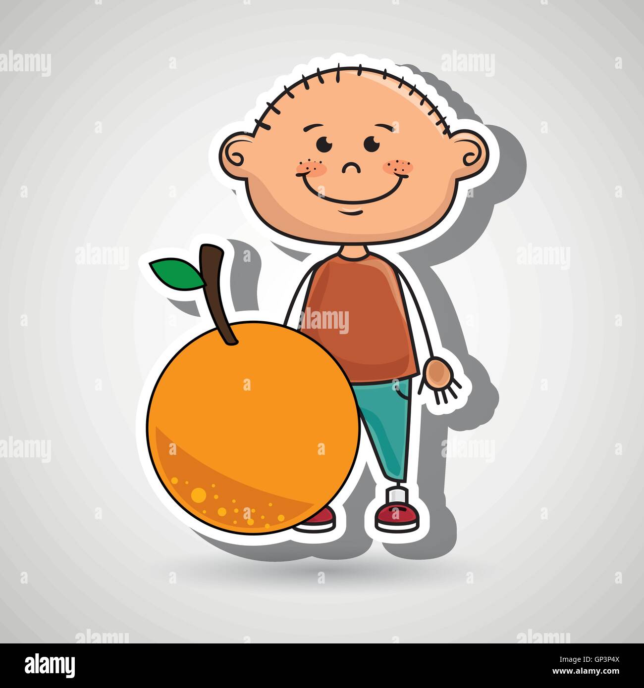 Cartoon boy peach fruit hi-res stock photography and images - Alamy