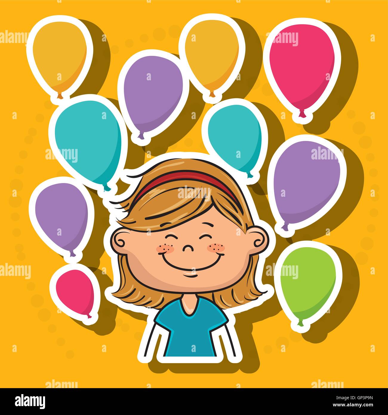girl balloons party cartoon Stock Vector Image & Art - Alamy