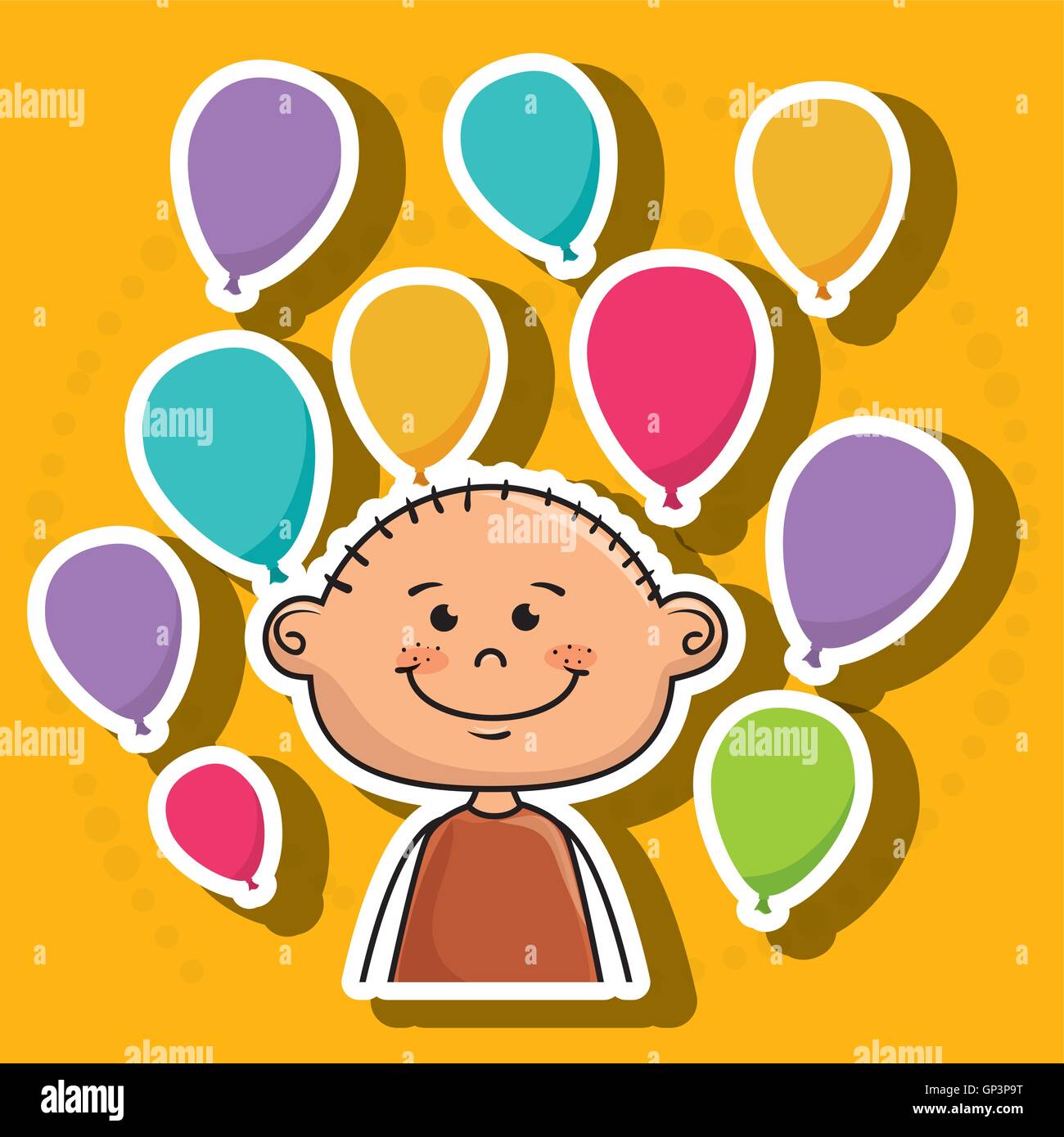 boy balloons party cartoon Stock Vector Image & Art - Alamy
