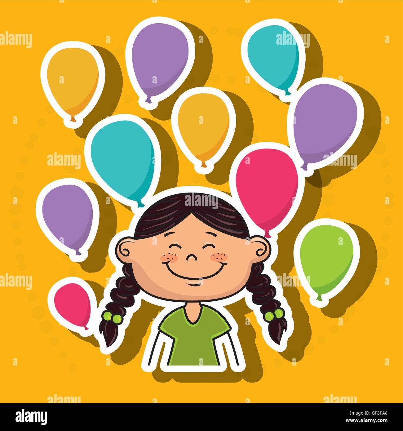 girl balloons party cartoon Stock Vector Image & Art - Alamy