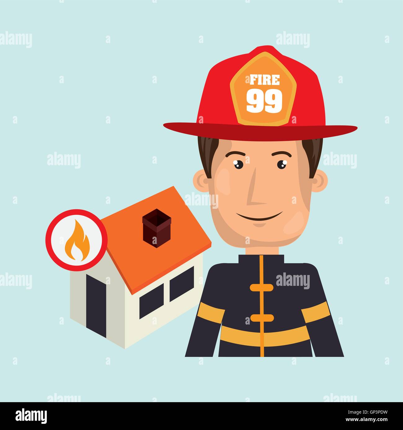 man firefighter house fire Stock Vector Image & Art - Alamy