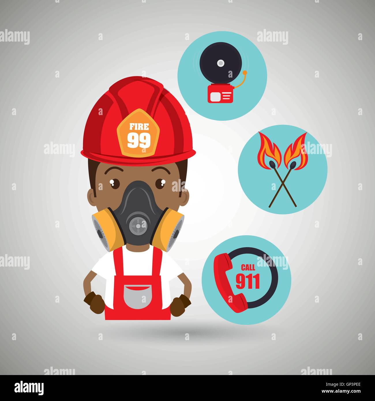 man firefighter call 911 alarm Stock Vector Image & Art - Alamy
