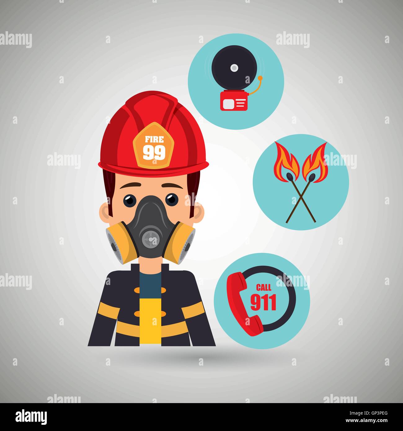 man firefighter call 911 alarm Stock Vector Image & Art - Alamy