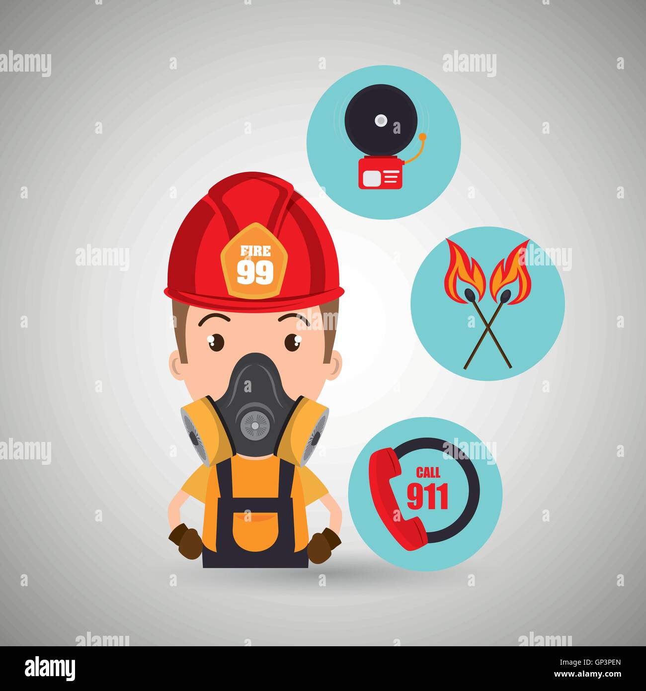 man firefighter call 911 alarm Stock Vector Image & Art - Alamy