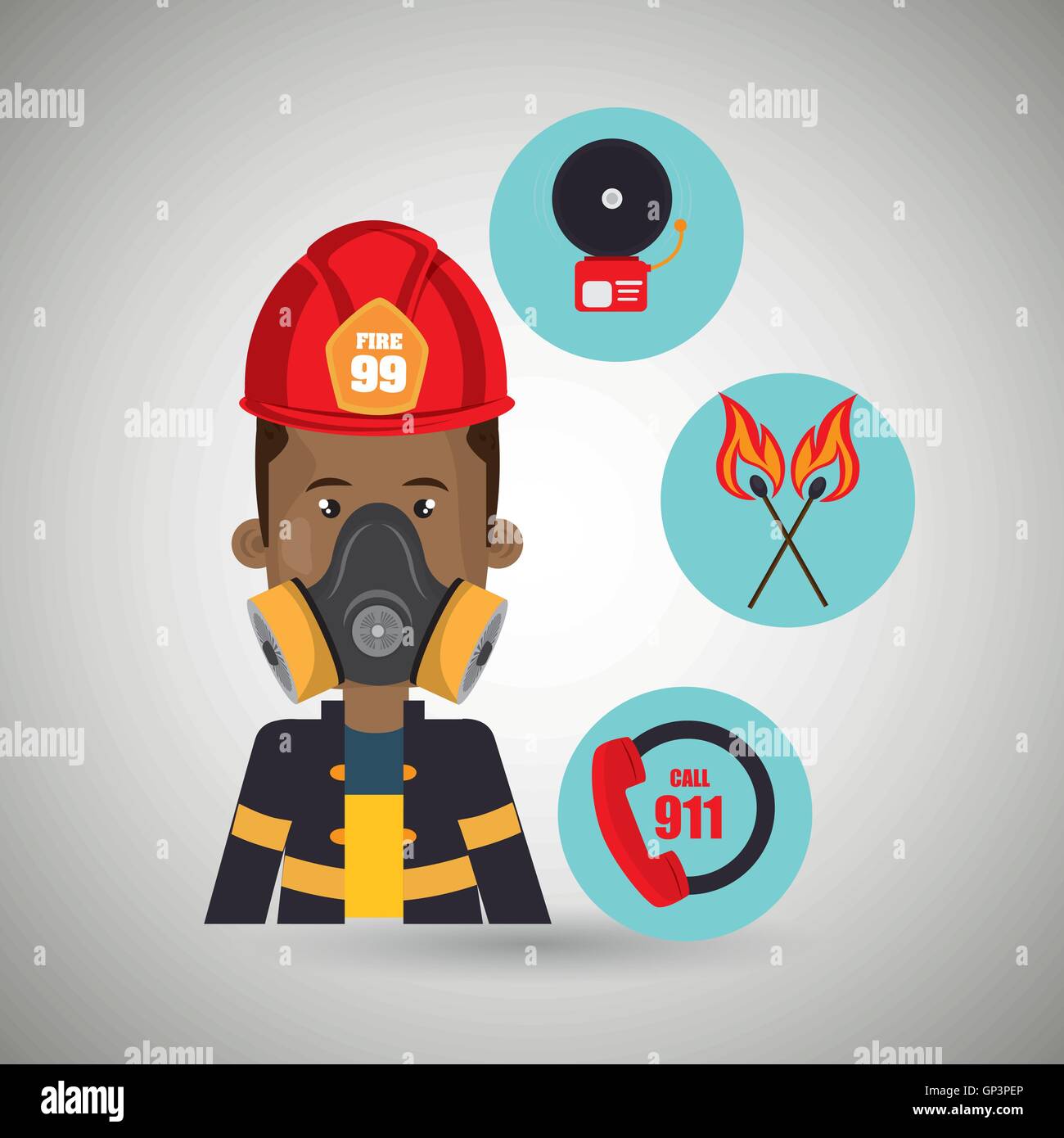 man firefighter call 911 alarm Stock Vector Image & Art - Alamy