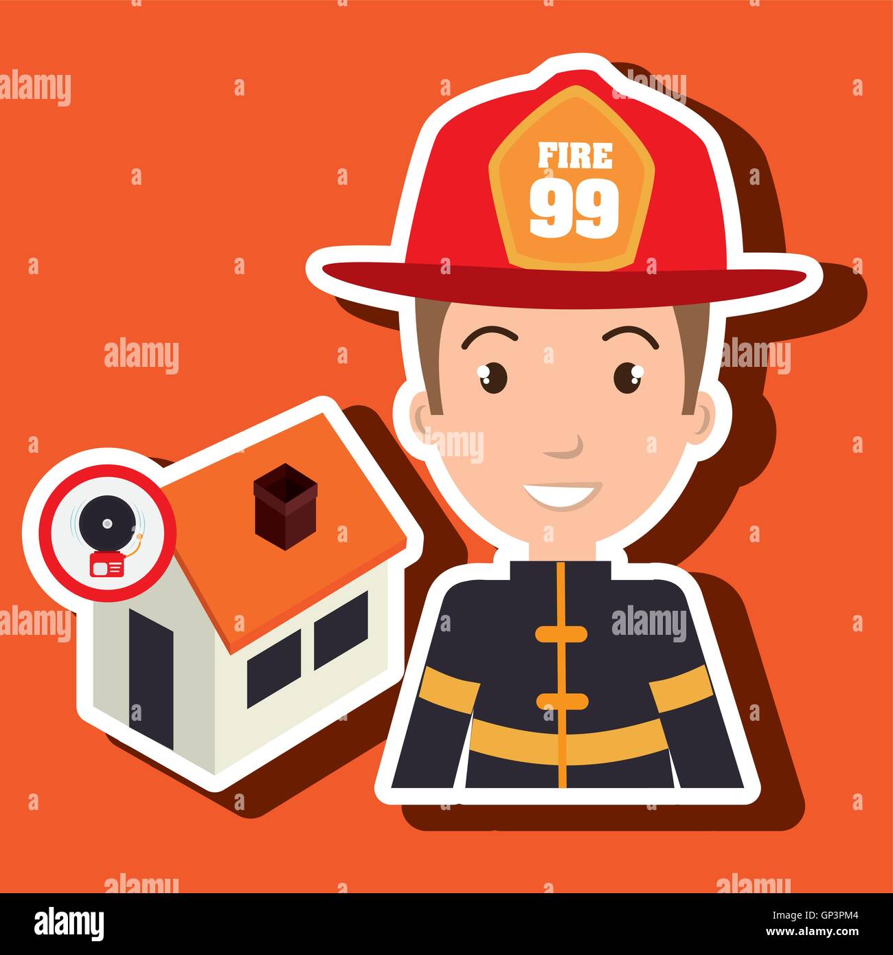 man firefighter house fire Stock Vector Image & Art - Alamy