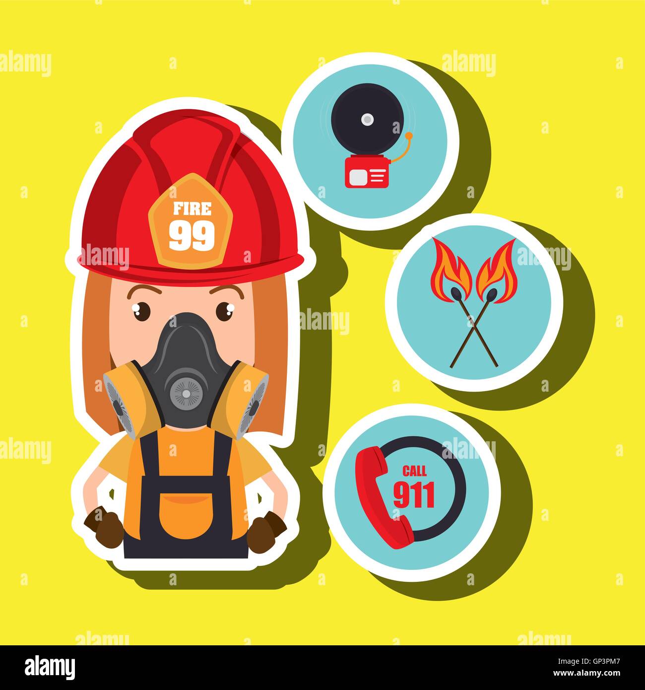 woman firefighter call 911 alarm Stock Vector Image & Art - Alamy