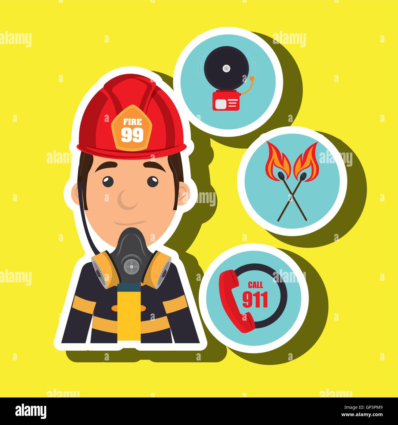 man firefighter call 911 alarm Stock Vector Image & Art - Alamy