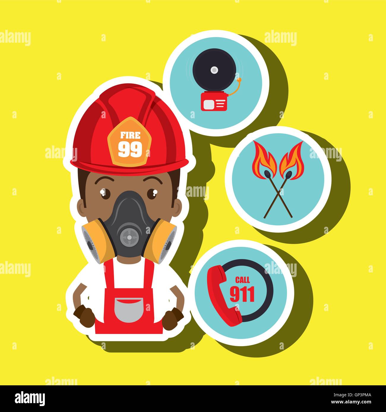 man firefighter call 911 alarm Stock Vector Image & Art - Alamy