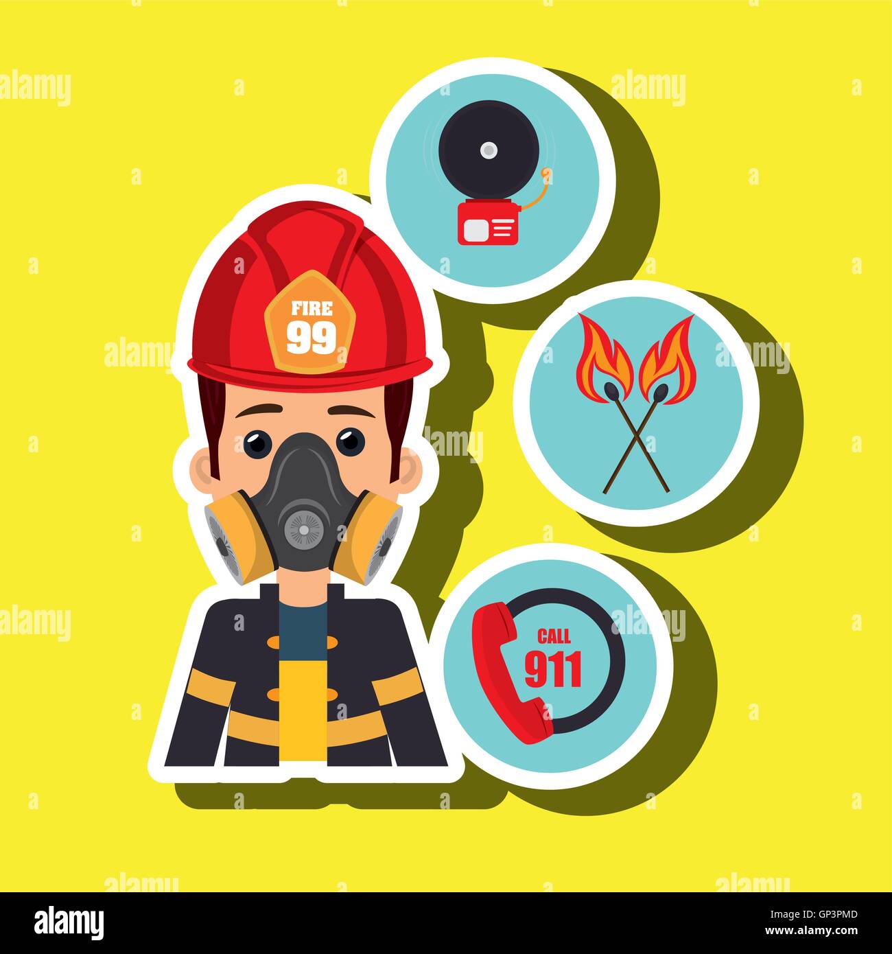 man firefighter call 911 alarm Stock Vector Image & Art - Alamy