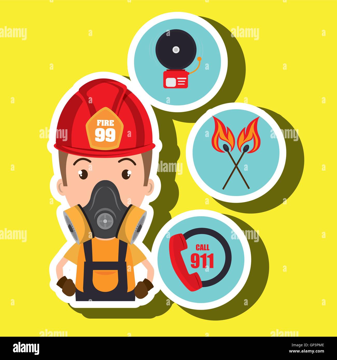 man firefighter call 911 alarm Stock Vector Image & Art - Alamy